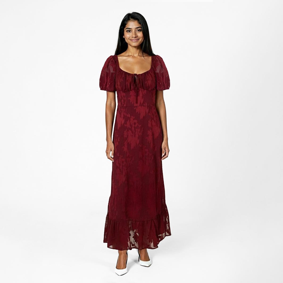 Click here for Juniors A. Byer Puff Sleeve Satin Monochrome Flora... prices